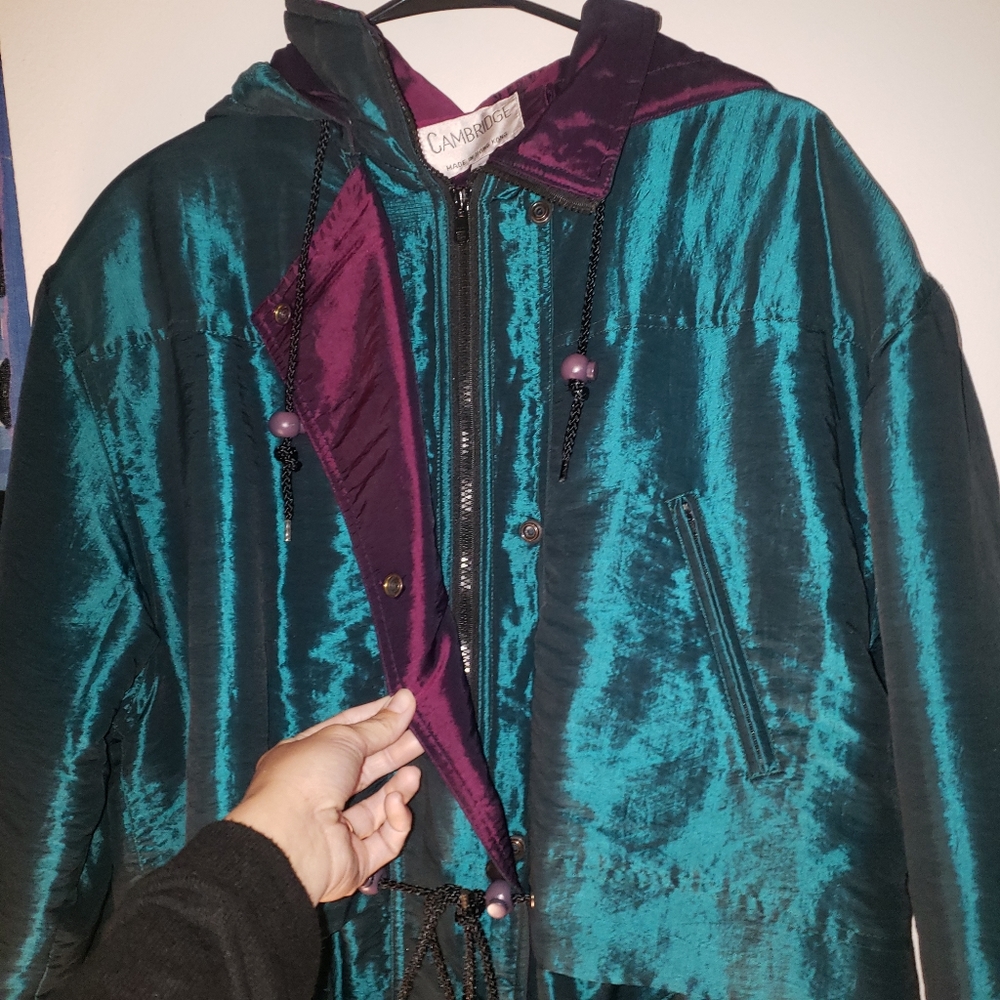 Vintage Retro 80's Rare Metalic Blue Winter Coat - Gem